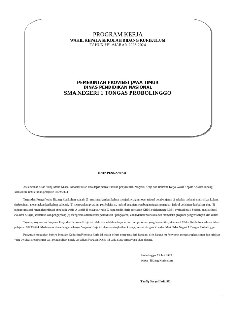 PROGRAM_KERJA_KURIKULUM_2023-2024 | PDF