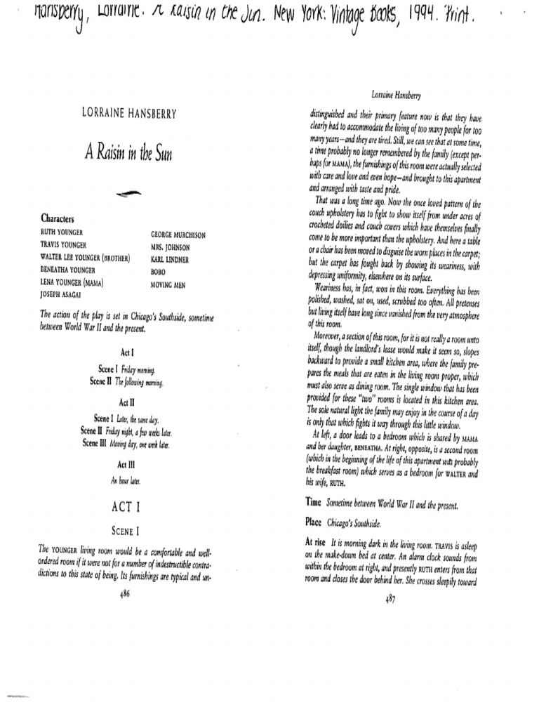 A Raisin in The Sun - Scan | PDF