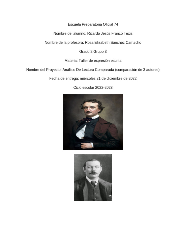 Analisis de La Lectura Comparada | PDF | Edgar Allan Poe | HP Lovecraft