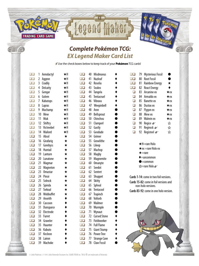 EX Legend Maker Checklist | PDF | Nintendo Franchises | Pokémon