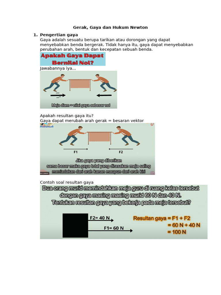 Materi Gerak, Gaya Dan Hukum Newton KLS 7 | PDF