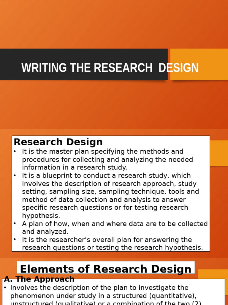 How To Write The Research Design | PDF | Research Design | Data Analysis