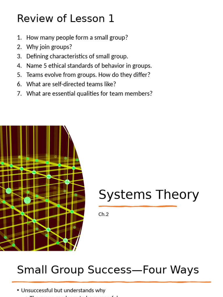 Lesson 2 Systems Theory (Ch.2) | PDF | Systems Theory | System