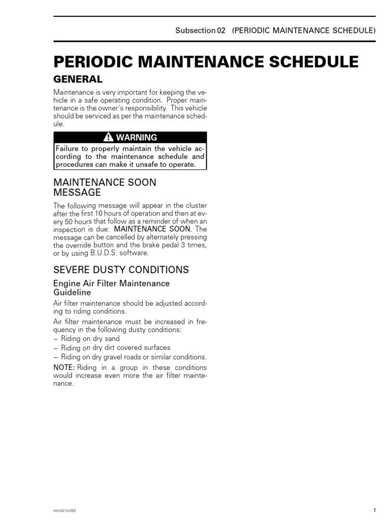ATV S01 SS02A Periodic Maintenance Schedule (XMR) - Shop Manual - OUT ...