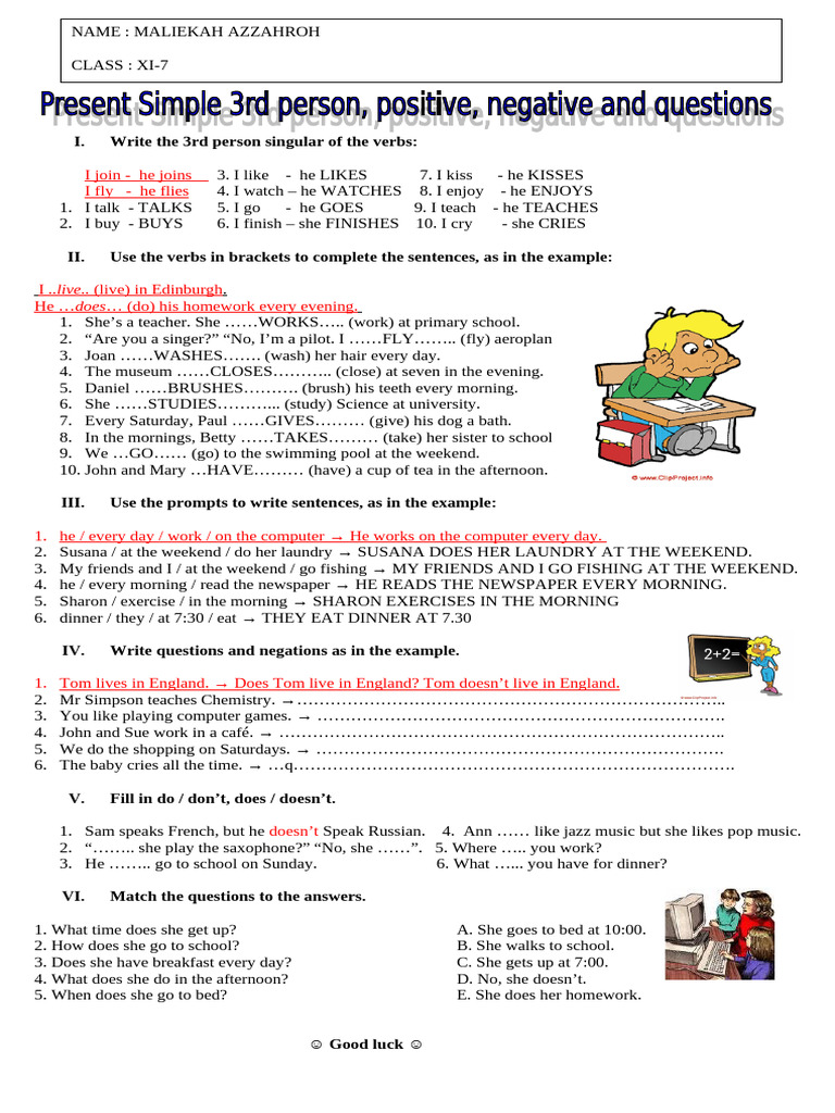 Simple Present Worksheet | PDF | Linguistics