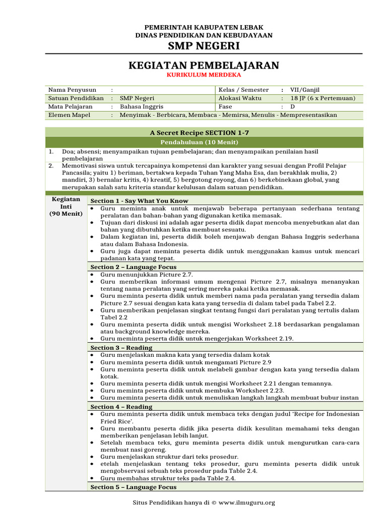 2.4 Kegiatan Pembelajaran (Sec 1-7) | PDF