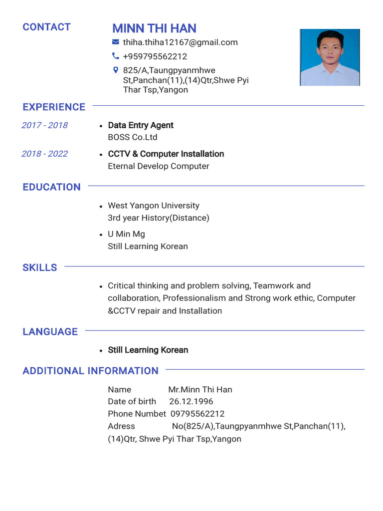 Minn Thi Han: Contact | PDF