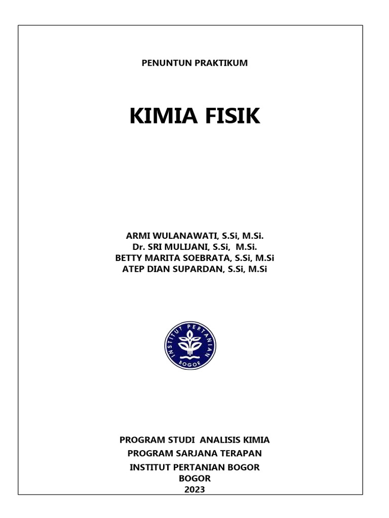 Modul Praktikum Kimia Fisik SV IPB 2023 | PDF