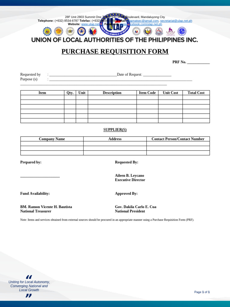 Purchase Requisition Form Template | PDF