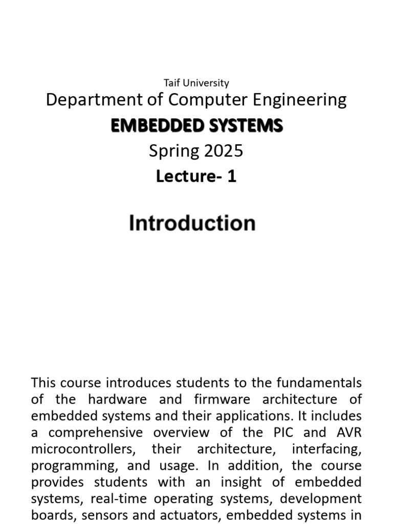 Introduction To Embedded Systems S2024 | PDF | Microcontroller | Embedded System