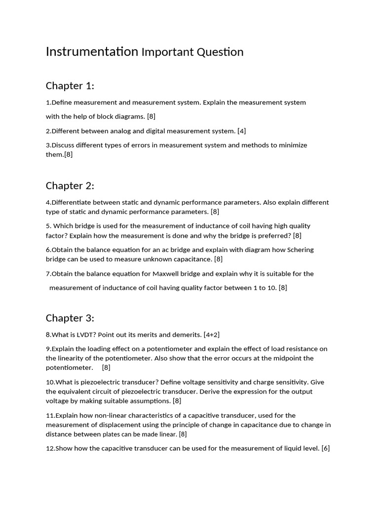 Instrumentation Important Question | PDF | Capacitor | Inductance