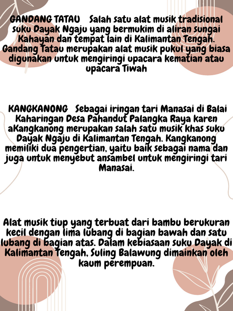 GANDANG TATAU Salah Satu Alat Musik Tradisional Suku Dayak Ngaju Yang ...