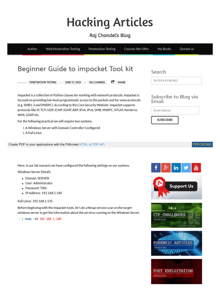 Beginner Guide To Impacket Tool Kit | PDF | Internet Protocols | Network Architecture