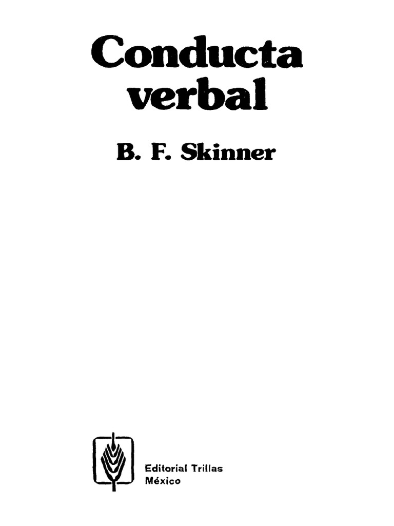 Conducta Verbal - B - F - Skinner - 1981 - Trillas - 9789682409875 ...