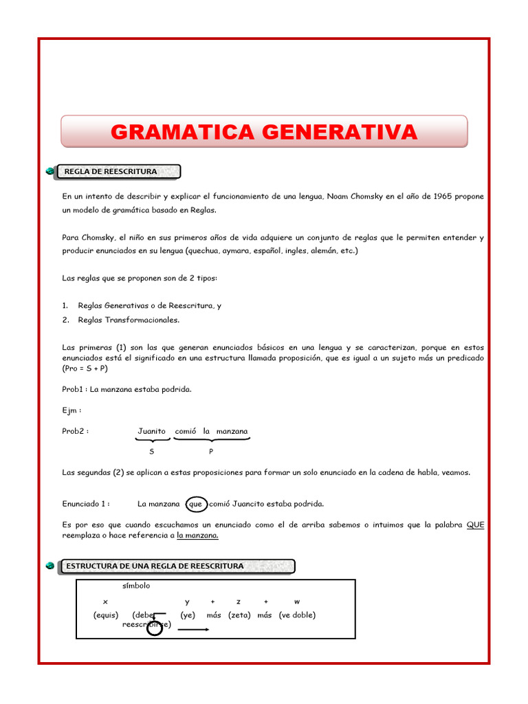 La Gramática Generativa para Tercero de Secundaria | PDF | Verbo ...