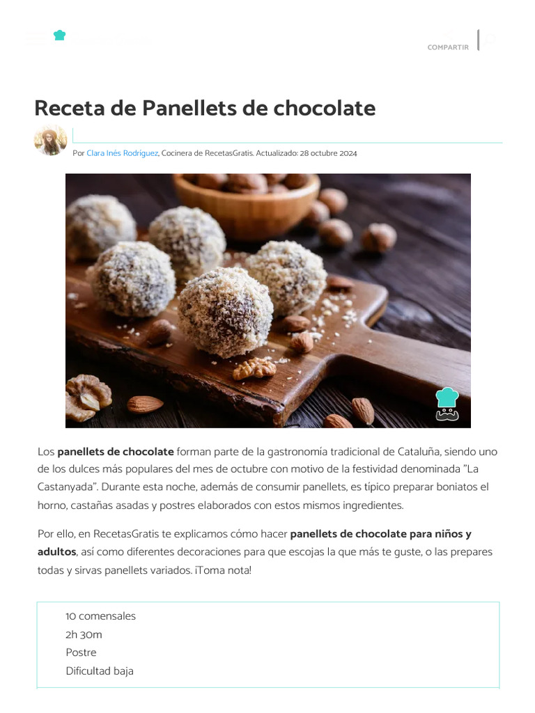 Panellets de Chocolate Catalanes | PDF | Chocolate | Batata
