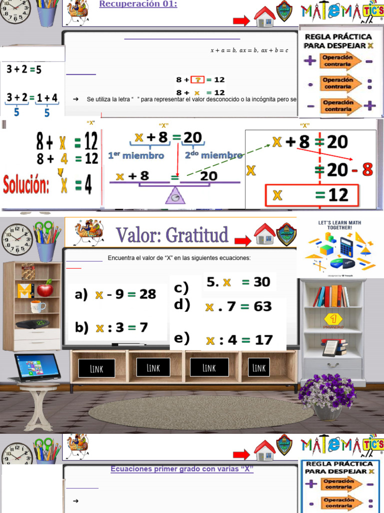 Recuperaci-N 01 Matem-Ticas Ecuaciones de Primer Grado | PDF | Ecuaciones | Álgebra