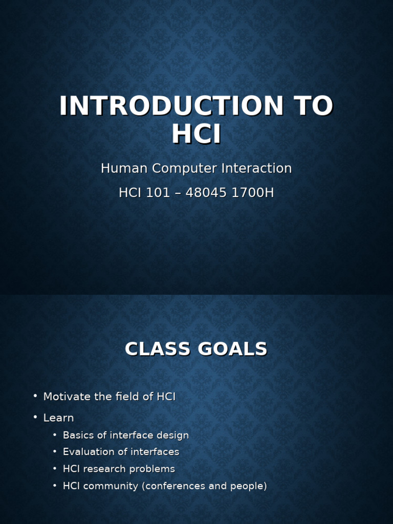 Lecture 1 Introduction To HCI | PDF | Human–Computer Interaction | Usability