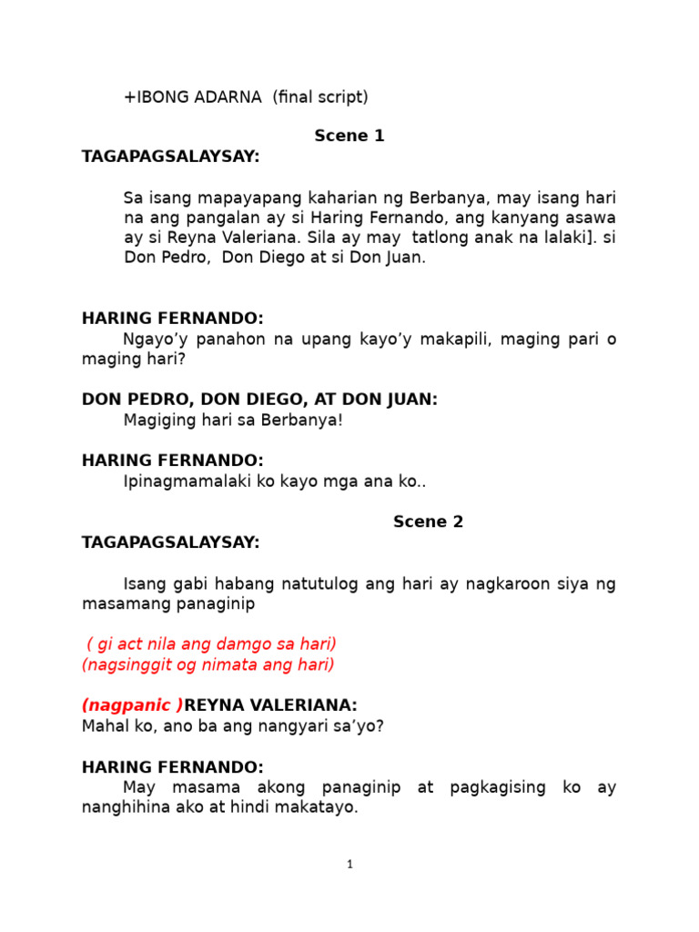 Ibong Adarna Script 2 12 | PDF
