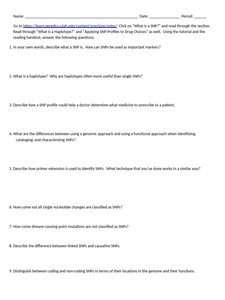 Cinderella SNP Worksheet | PDF | Single Nucleotide Polymorphism ...