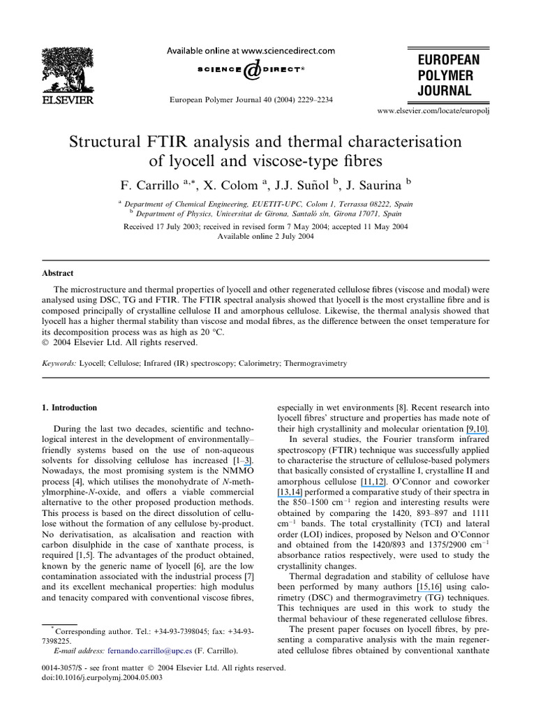 Structural FTIR Analysis and Thermal Cha | PDF | Rayon | Differential ...