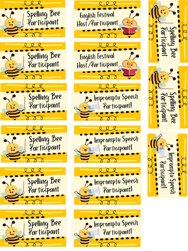 Spelling Bee Etiquetas | PDF