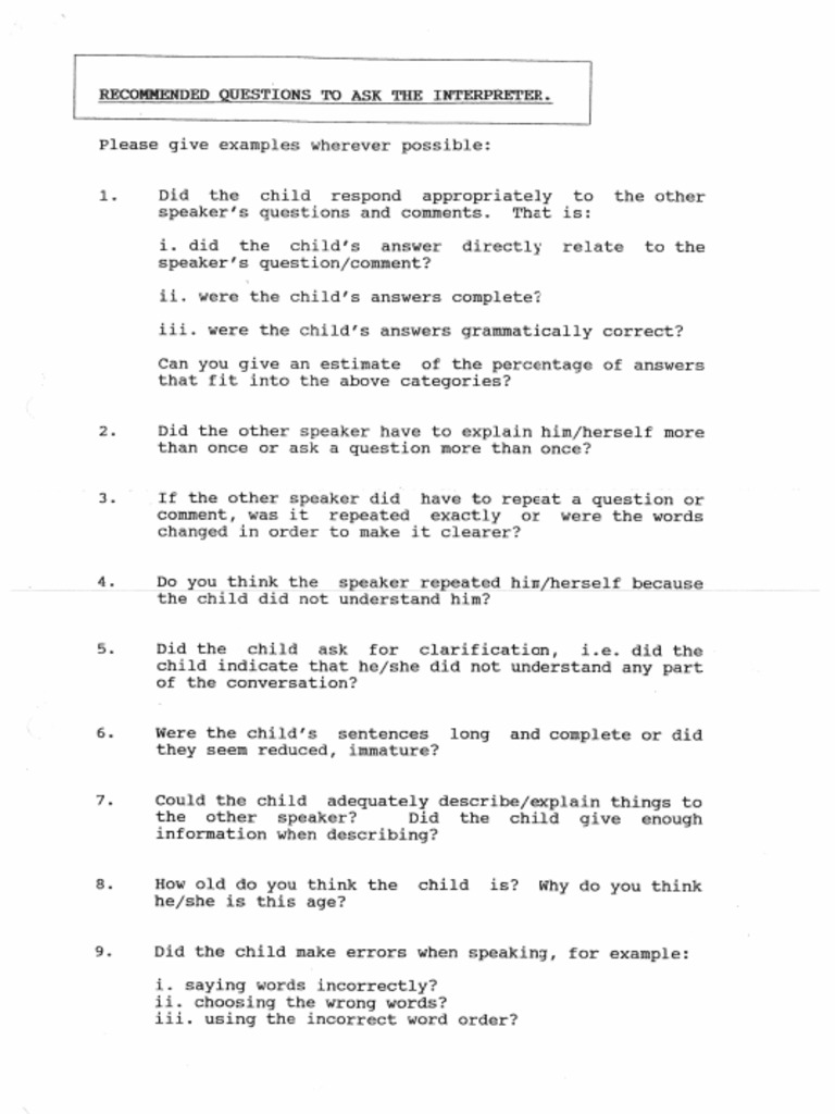 Questions for Interpreters | PDF