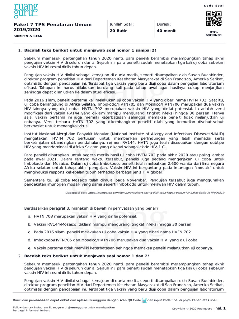 RTO-69CNN01-Paket7TPSPenalaranUmum20192020 | PDF