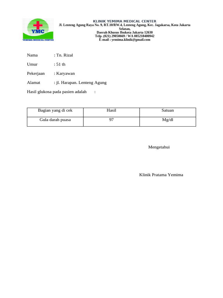 Surat Keterangan Cek Darah | PDF