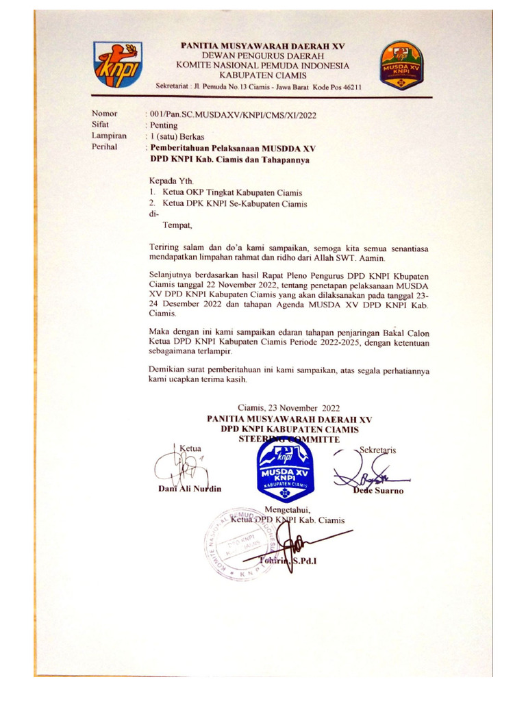 Surat Pemberitahuan PK Dan OKP | PDF