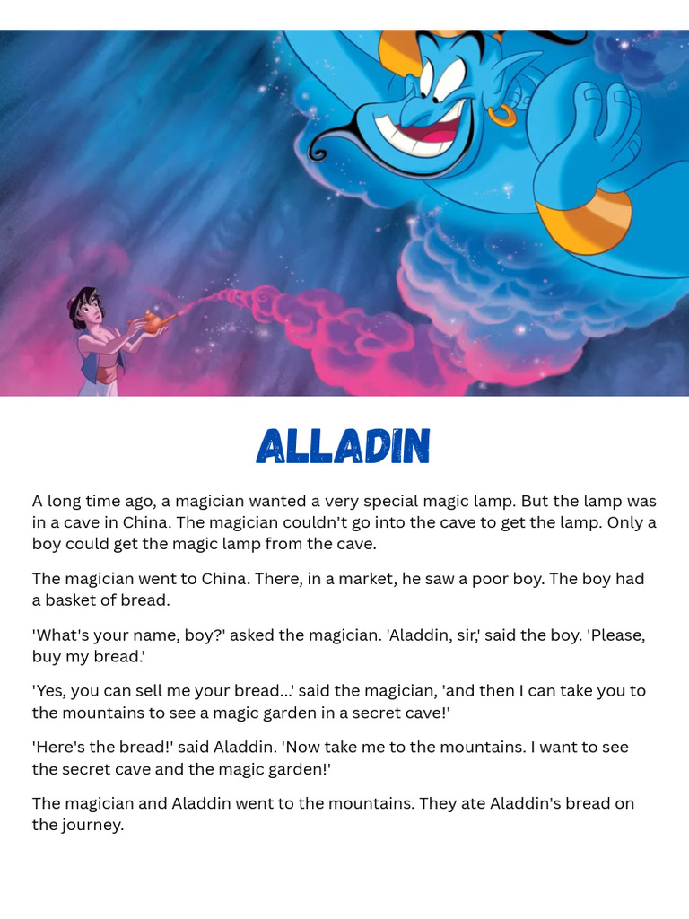 Aladdin | PDF | Traditional Stories | Literary Motifs