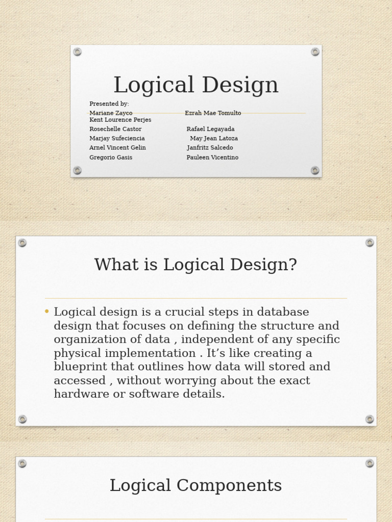 Summary of Logical Design | PDF | Scalability | Computer Data Storage
