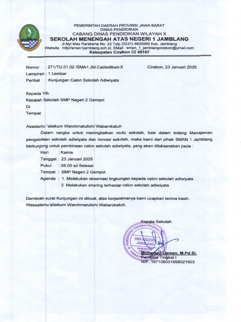 2. surat kunjungan smp 2 gempol | PDF