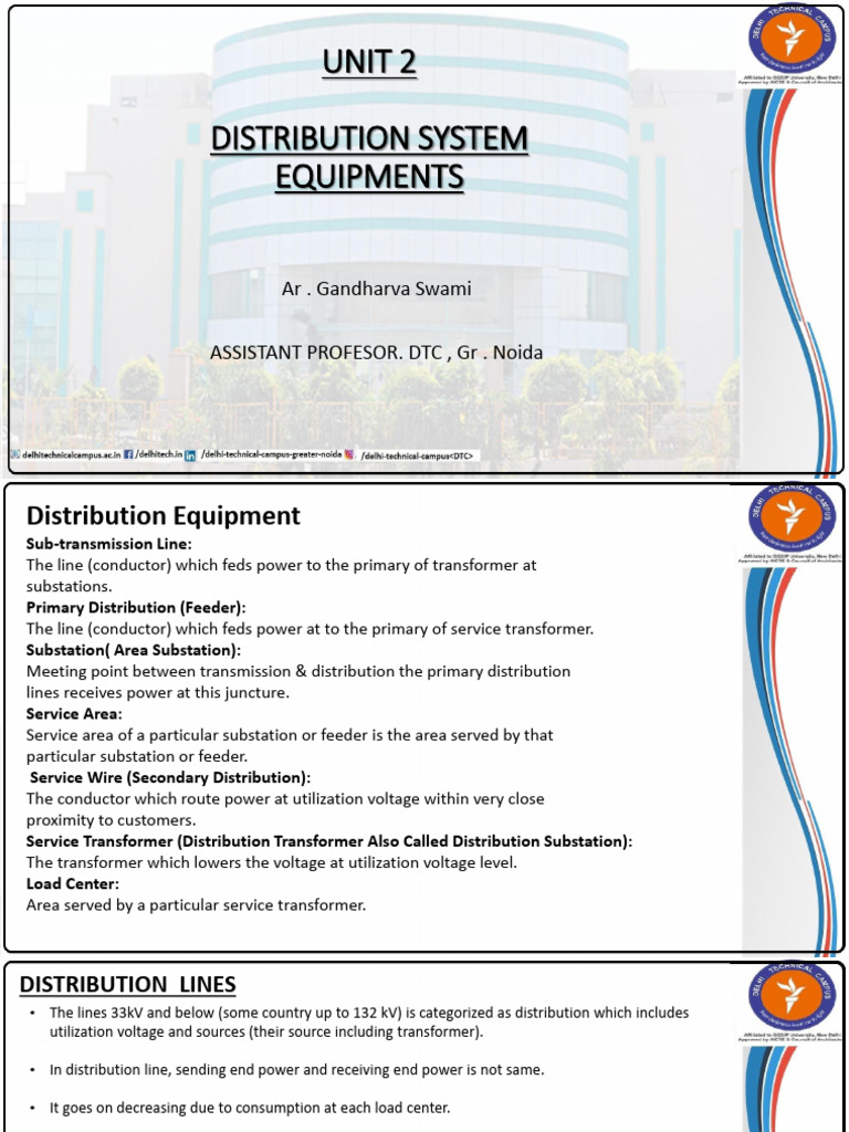 Distribution System Equipment Overview | PDF | Transformer | Electric ...