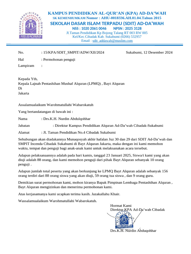 Permohonan Penguji Munaqosyah | PDF