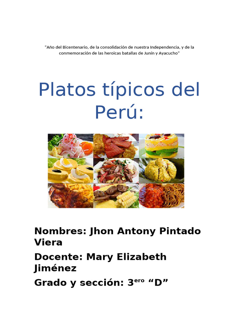 Platos Típicos del Perú: Guía Completa | PDF
