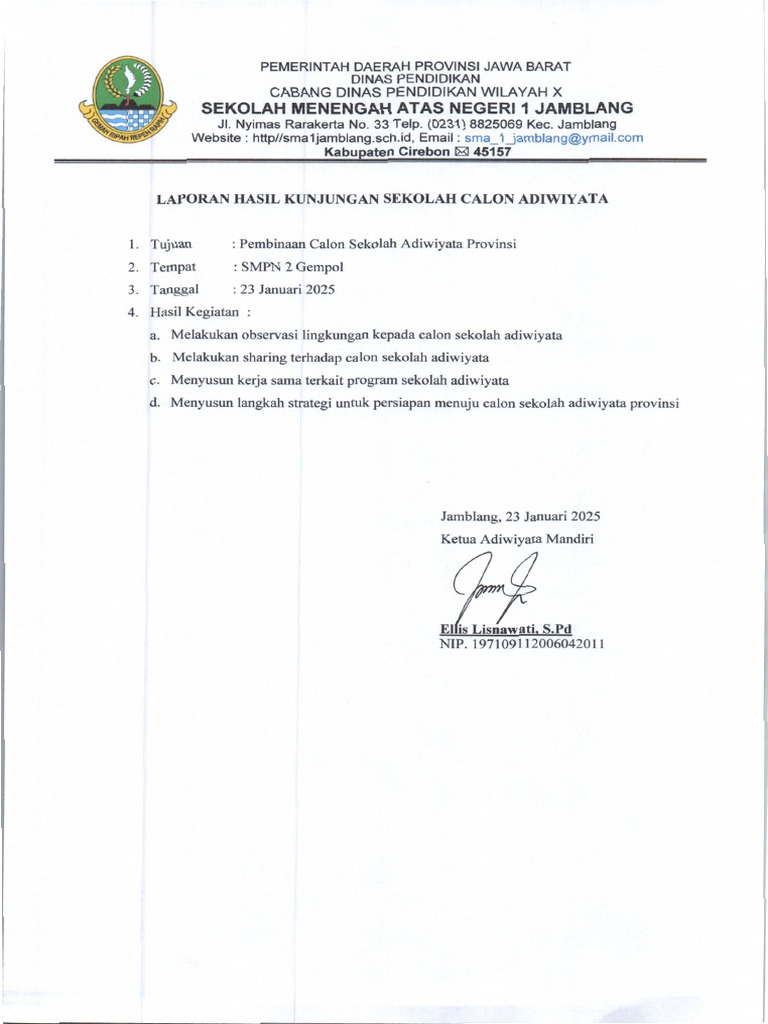 Laporan Hasil Kunjungan | PDF