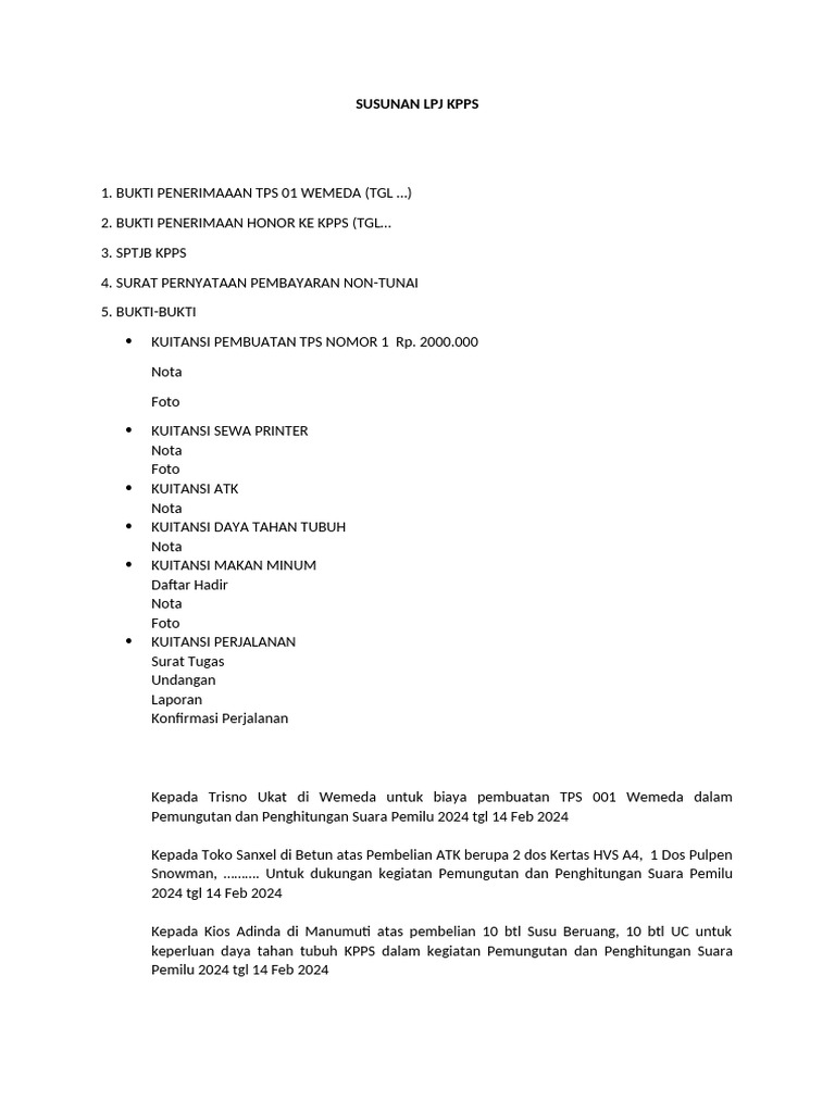 Susunan LPJ KPPS | PDF