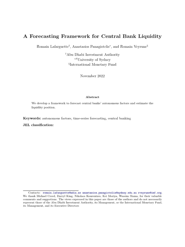 Liquidity Forecasting Checkpoint | PDF | Forecasting | Central Banks
