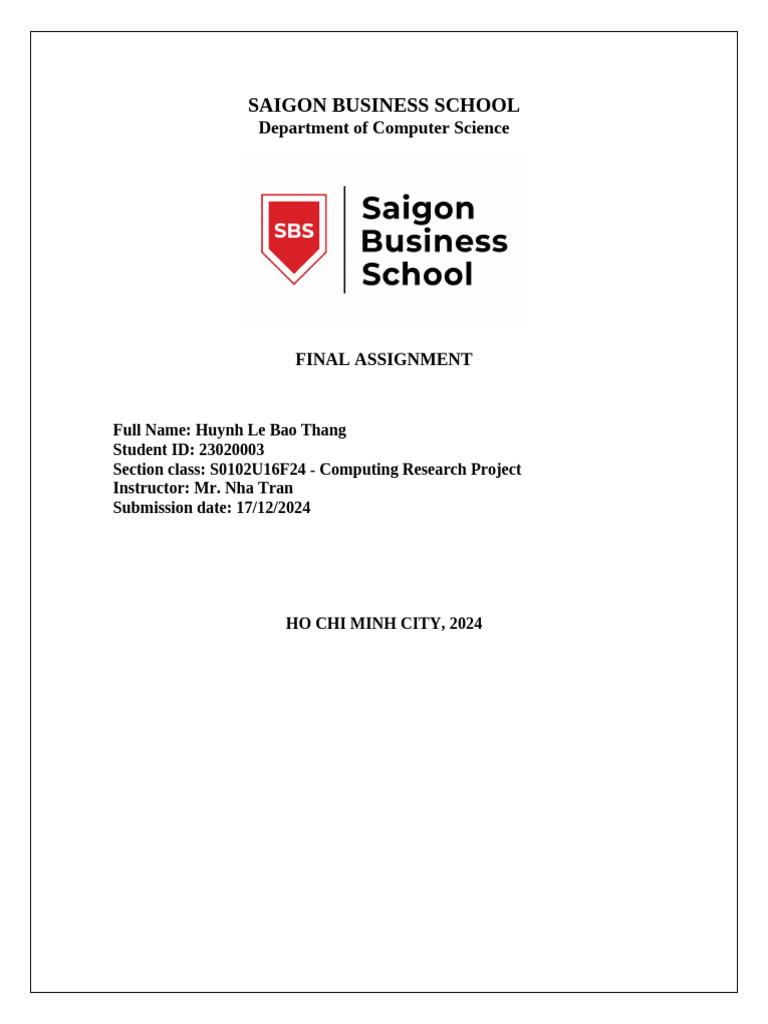 (SBS) Final Assignment - Computer Research Project | PDF | Data Analysis | Data