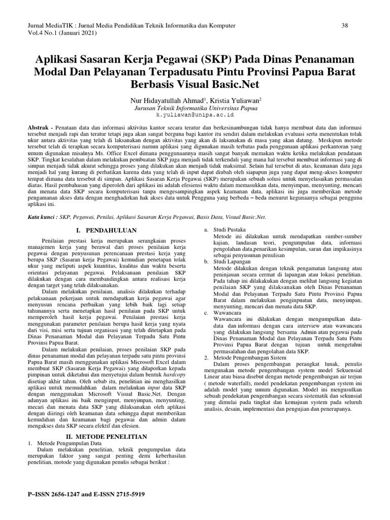 Aplikasi Sasaran Kerja Pegawai SKP Pada | PDF