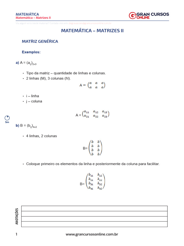 Anotações sobre Matrizes II | PDF | Relações matemáticas | Teoria da Matrix