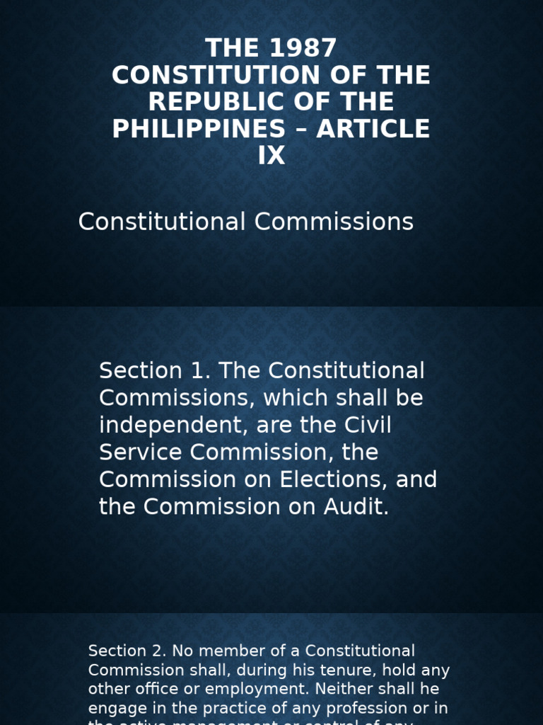 1987 Philippine Constitution: Article IX Overview | PDF | Elections ...