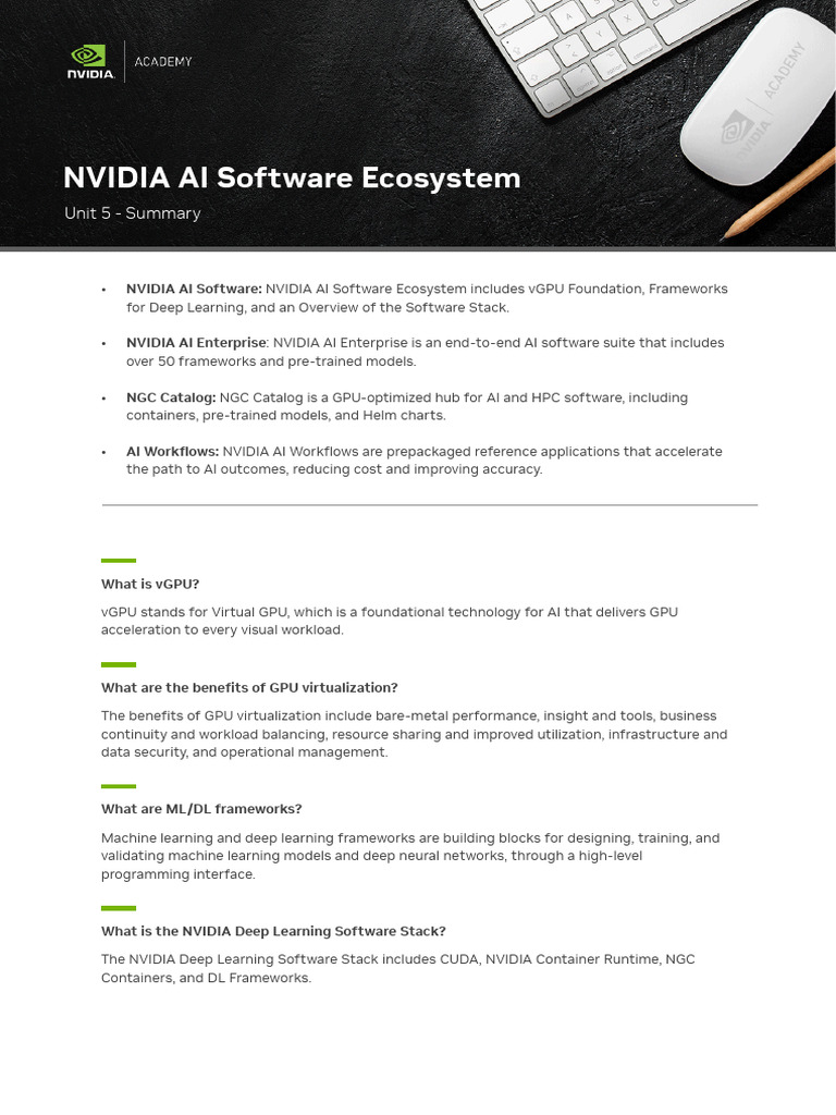 NVIDIA AI Software Ecosystem Overview | PDF
