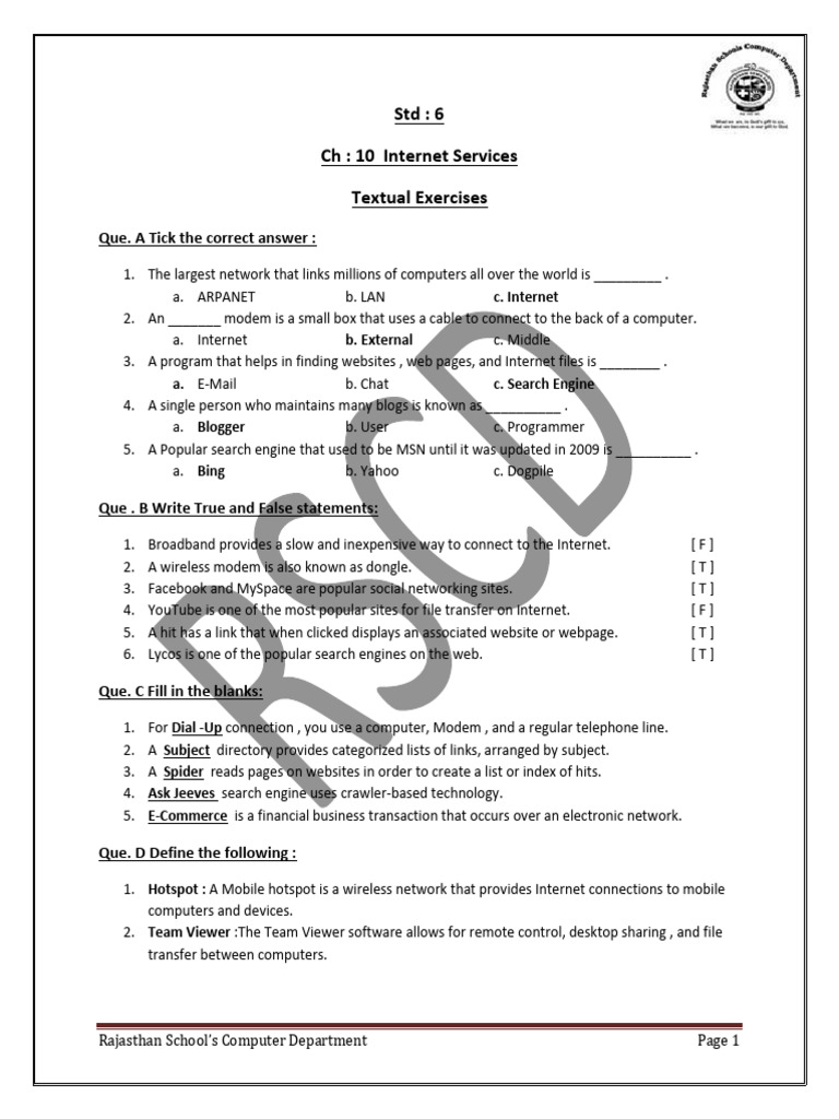 STD 6 CH 10 | PDF | Internet | Computer Network