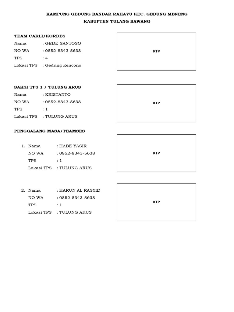 Contoh Saksi Dan Pendamping | PDF