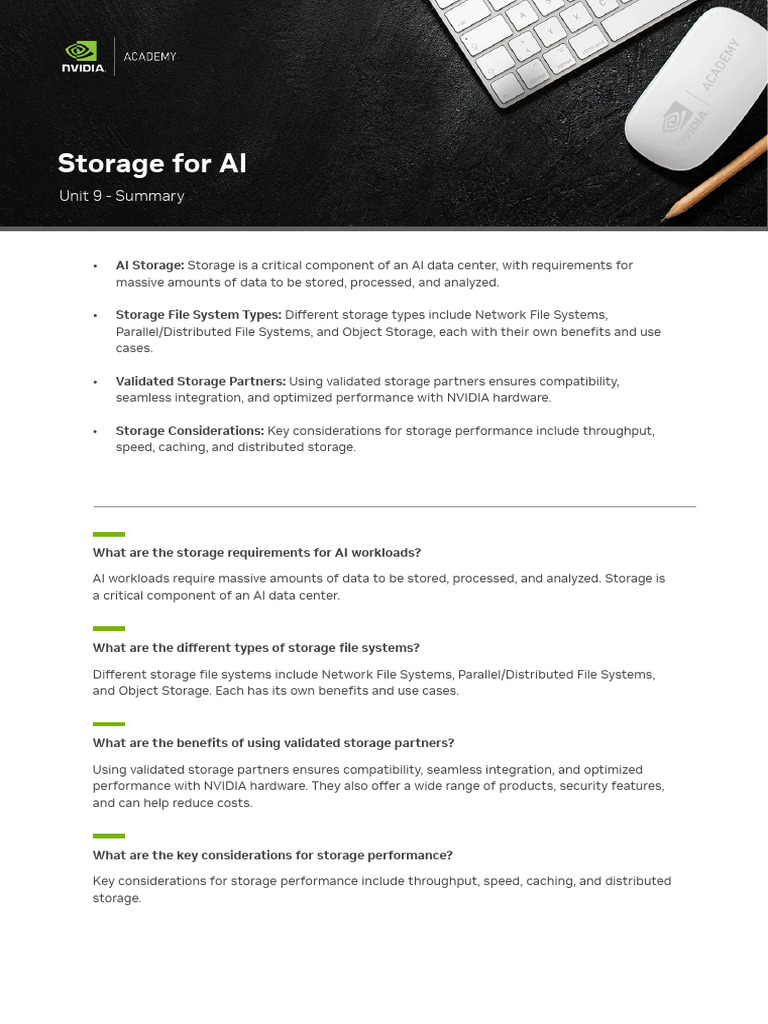 Unit 09 - Storage For AI - Summary | PDF