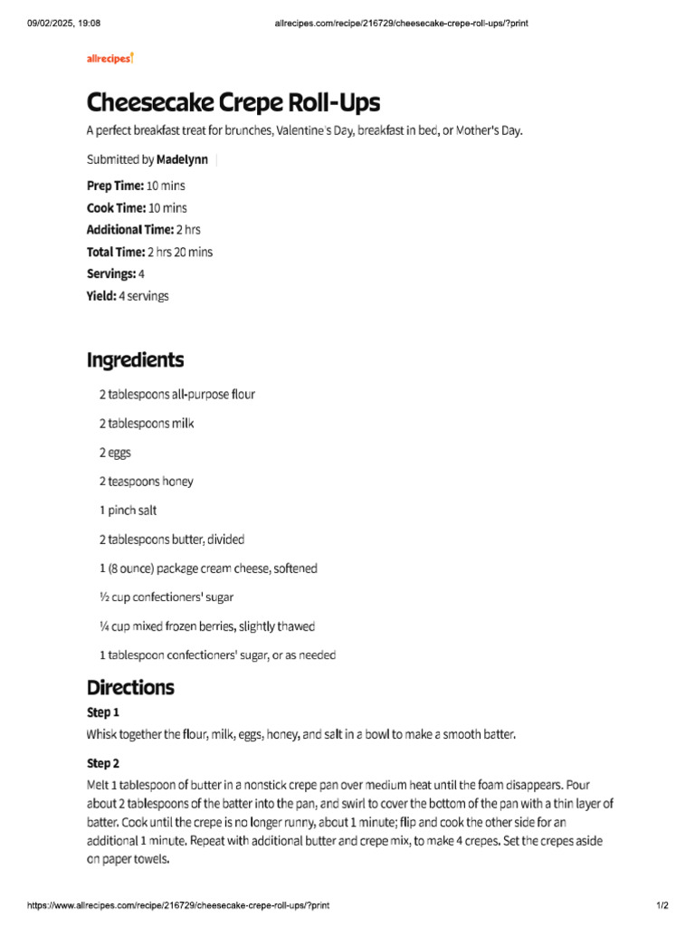 Cheesecake Crepe Roo-Ups | PDF