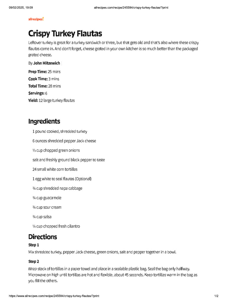 Turkey Flautas | PDF