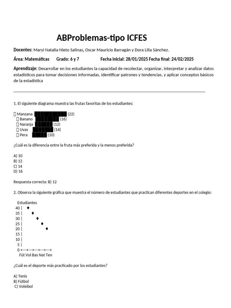 Matemáticas 6 y 7 ABProblemas-tipo Icfes 2025 | PDF